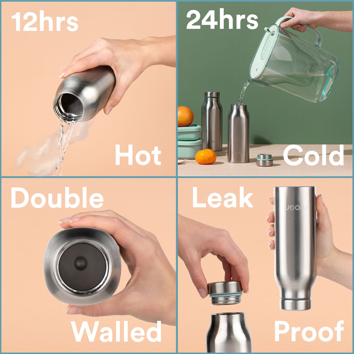 Recycled Stainless Steel Water Flasks | Moon Bottles Australia